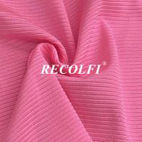 China Pink Recycled Activewear Knit Fabric Eco Friendly Rib Yoga Wear Casual Leggings for sale