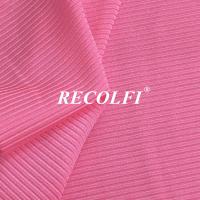 China Pink Recycled Activewear Knit Fabric Eco Friendly Rib Yoga Wear Casual Leggings for sale