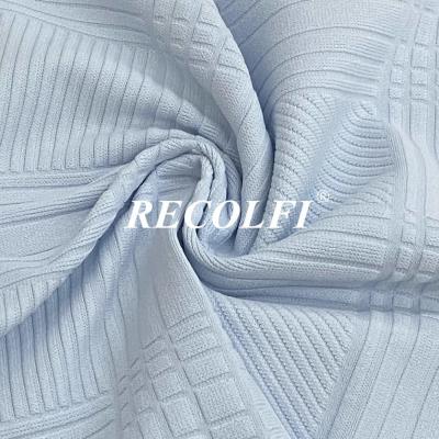 China Recycled Textured Activewear Knit Fabric Breathable UPF Wocking Leggings for sale