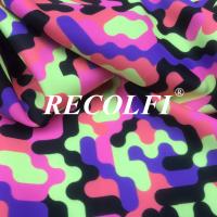 China Double Printing Patterns Ribbed Swimwear Fabric Keeping Warp Soften for sale