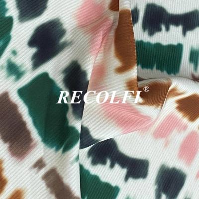 China Anti Crease Women's Activewear Ribbed Color Priting Stretchable Sport Wear for sale