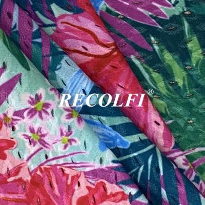 China 200GSM Micro Fiber Stripe Activewear Knit Fabric Floral Design Warm Up Suit for sale
