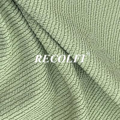 China Sustainable Stretch Activewear Knit Fabric Ribbed Sport Bra Leggings for sale