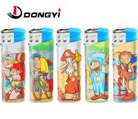 China Electronic Gas Torch Lighter 81mm Frost Painting Refillable Promotional Lighter for sale