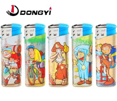 China Electronic Gas Torch Lighter 81mm Frost Painting Refillable Promotional Lighter for sale