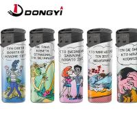 China Electronic Gas Torch Lighter 81mm Frost Painting Refillable Promotional Lighter for sale