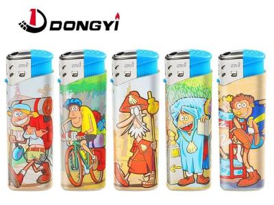 China Custom DY-026 Cartoon Figure Label Camping Electronic Gas Lighter 8.1x2.58x1.14cm for sale