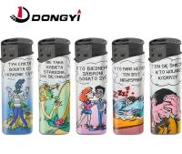 China Custom DY-026 Cartoon Figure Label Camping Electronic Gas Lighter 8.1x2.58x1.14cm for sale