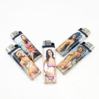China Colorful Flint Wheel Cigarette Lighter 8.0x2.37x1.2cm ABS AS Customizable Promotional Lighter for sale