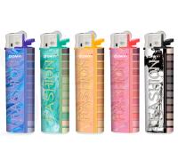 China Custom Logo Disposable Flint Lighter 82x24x12mm 17/18kgs Kitchen Cricket Lighter for sale