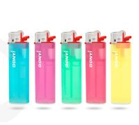 China Custom Logo Disposable Flint Lighter 82x24x12mm 17/18kgs Kitchen Cricket Lighter for sale