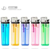 China DY-60 Transparent Plastic Cigarette Flint Gas Lighter 7.7cm Custom Logo for sale