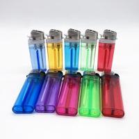 China DY-60 Transparent Plastic Cigarette Flint Gas Lighter 7.7cm Custom Logo for sale
