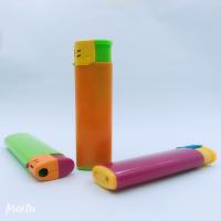 China Custom Plastic Disposable Lighter 80x24.9x10mm AS ABS Gas Cigarette Lighter with Big Printing Space for sale