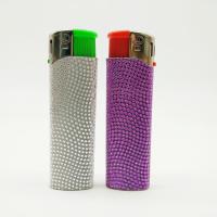 China Refillable Butane Gas Lighter With Pink Diamond Customization for sale