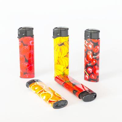 China Refillable Plastic Zinc Alloy Electronic Butane Gas Lighter 82x24.2x12.3mm Disposable for sale