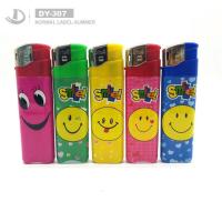 China Custom Logo Refillable Plastic Electric Gas Lighter DY-307 8.17cm Safety Ignition for sale