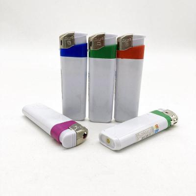 China White Plastic Electric Cigarette Lighter 8.2x2.49x1.18cm Custom Logo Promotional Igniter for sale