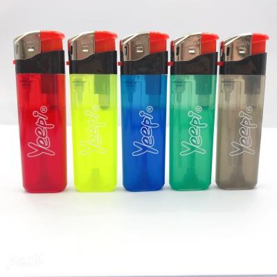 China Refillable Electric Gas Lighter ABS Plastic Cigarette Lighter 8.2cm Custom Logo for sale