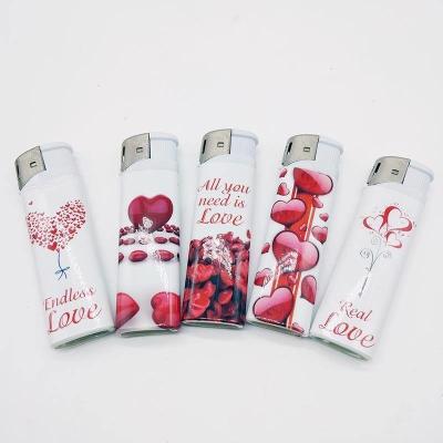 China Refillable Custom Electric Gas Lighter 8.2x2.42x1.23cm White for Promotional Gifts for sale