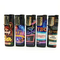China Custom Logo Gas Refill Windproof Electronic Lighter 81.1x24.9x13.2mm ABS AS for sale