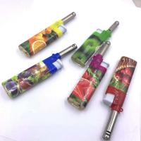 China Refillable BBQ Lighter ABS Shell Steel Tube 8.35cm ISO 9994 Gas Windproof Electronic Kitchen Lighter for sale