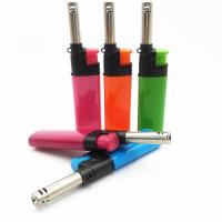 China Custom DY-B002 Refillable BBQ Flame Lighter 8.35cm ABS Steel Tube Cigar Jet Gas Lighter for sale