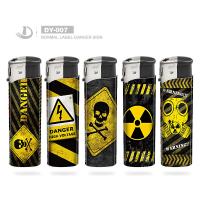 China Transparent Color Logo Printed Electric Shock Lighter 80mm Child Resistance Five Colors for sale