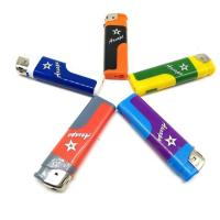 China Refillable Electronic Soft Piezo Flame Gas Lighter with LED 82.2x24.9x11.8mm for sale