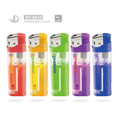 China Disposable Electronic LED Lighter 8.17x2.4x1.14cm Custom Logo Promotional Cigarette Lighter for sale