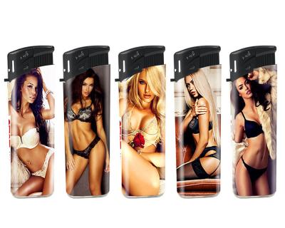 China Custom Logo Refillable Electric Flameless Lighter 81.1mm Disposable Kitchen Cigarette Lighter for sale