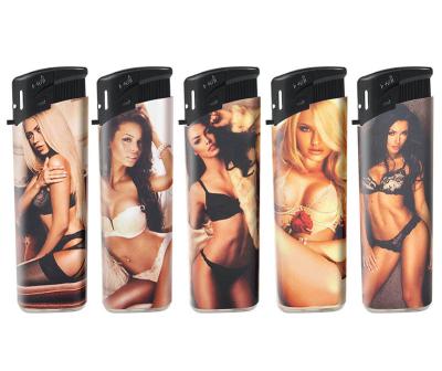 China Custom Flame Electric Lighter Disposable Cigarette Gas Lighter 81.1mm ABS OEM Logo for sale