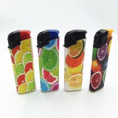China Custom EUR Standard Plastic Electric Lighter 8.2cm with Custom Fruit Pattern for Promotions for sale