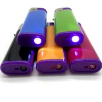 China Torch DY-F003 Turbo Flame Butane Gas Windproof Lighter with LED Lamp 7.95cm for sale