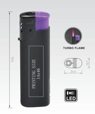 China DY-F003 Electronic LED Lamp Refillable Windproof Gas Lighter 7.95x2.46x1.37cm Custom for sale