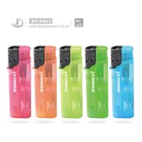China DY-F003 Electronic LED Lamp Refillable Windproof Gas Lighter 7.95x2.46x1.37cm Custom for sale