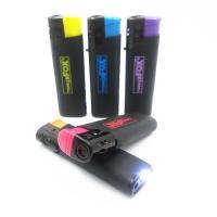 China DY-F003 Electronic LED Lamp Refillable Windproof Gas Lighter 7.95x2.46x1.37cm Custom for sale