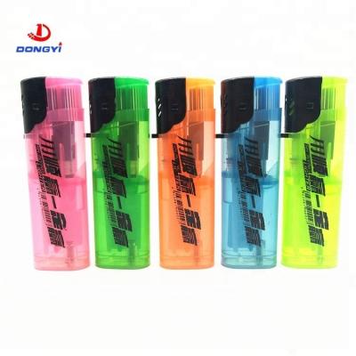 China Transparent Color Electronic Windproof Gas Lighter 7.95x2.46x1.37cm ABS AS Custom Logo for sale