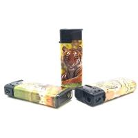 China ISO9994 Turbo Flame Windproof Gas Lighter 6.8cm Custom Logo Tiger Sticker for sale
