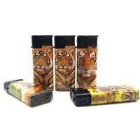 China ISO9994 Turbo Flame Windproof Gas Lighter 6.8cm Custom Logo Tiger Sticker for sale