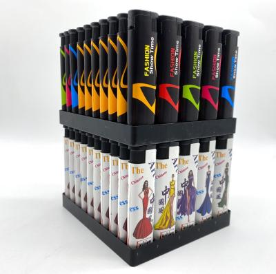 China Custom Logo Plastic Cigarette Lighter 19.9x11.4x79.5mm AS ABS Material for sale