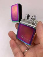 China Metal USB Double Arc Charging Waterproof Electronic Cigarette Lighter 6x4x1.5cm for sale