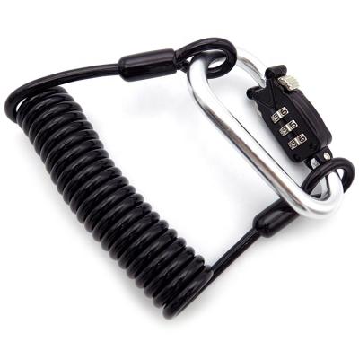 China Retractable anti-theft customized lock combination coil tool lanyard bicycle safety lock motorcycle helmet lock for sale