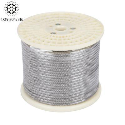 China 304 / 316 stainless steel wire rope 1 * 19 structure diameter 0.45mm-2.5mm soft guardrail lifting fishing line wire rope for sale