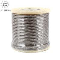 China High quality 304 / 316 stainless steel wire rope 1 * 7 structure 0.3mm-5mm diameter guardrail lifting fishing line wire rope for sale