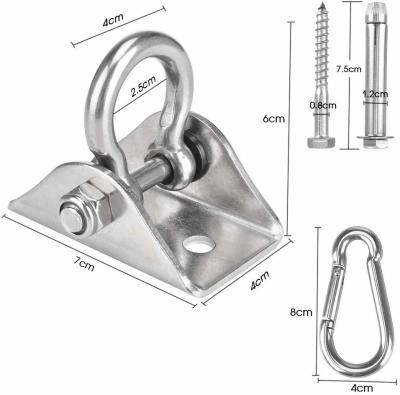 China 450 kg capacity SUS304 stainless steel ceiling hook with M8 carabiner swing hook for hanging chair, concrete wood for sale