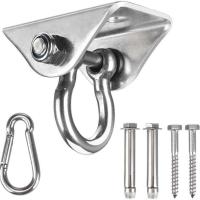China 450 kg capacity SUS304 stainless steel ceiling hook with M8 carabiner swing hook for hanging chair, concrete wood for sale