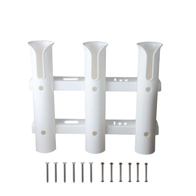 China plastic white 3 pole fishing rod holder for boat yacht kayak truck cooler for sale