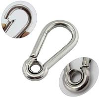 China strengthen steel D type Stainless steel 304 carabiner spring snap hook with eyelet 8x80mm for sale