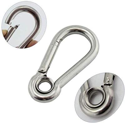 China strengthen steel D type Stainless steel 304 carabiner spring snap hook with eyelet 8x80mm for sale